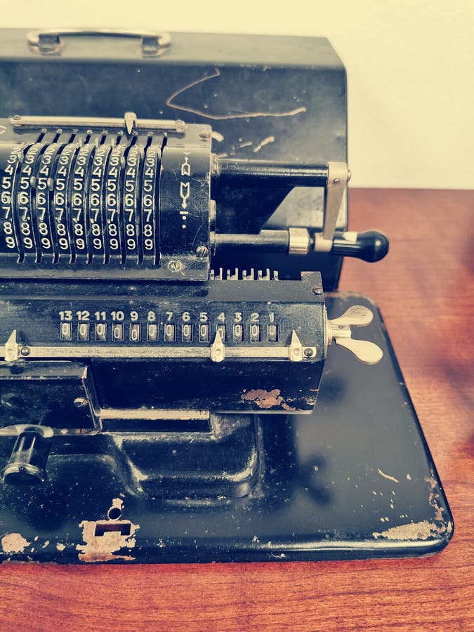 Arithmometer, Mechanical Calculator, Adding Machine Black Stock Image ...