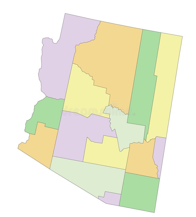Arizona - Detailed Editable Political Map. Stock Vector - Illustration ...