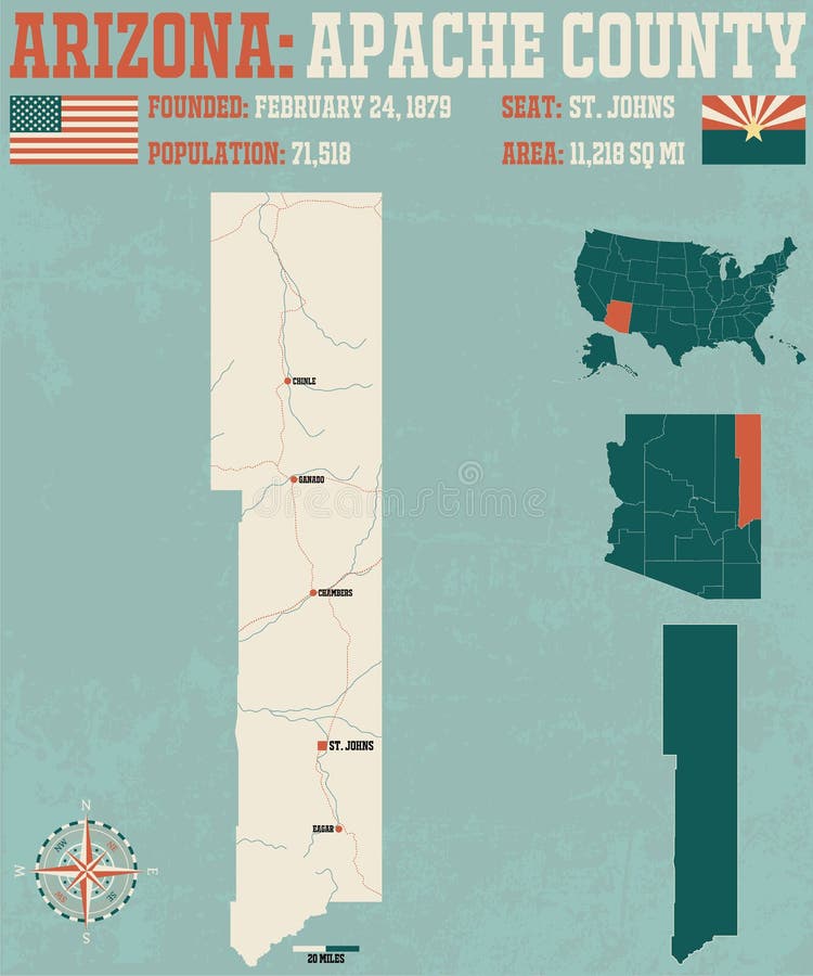 Arizona: Apache County stock vector. Illustration of knowledge - 77354236
