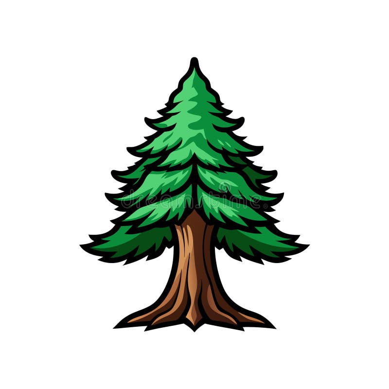 Arizona Cypress Tree Art with Bold Outline on White Stock Photo ...