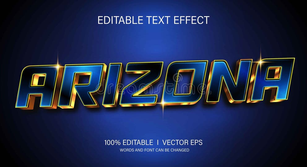 Arizona 3d Vector Text Effect with Modern Style Design Stock Vector ...
