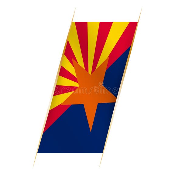 Arizona Flag in the Form of a Banner with Waving Effect and Shadow ...
