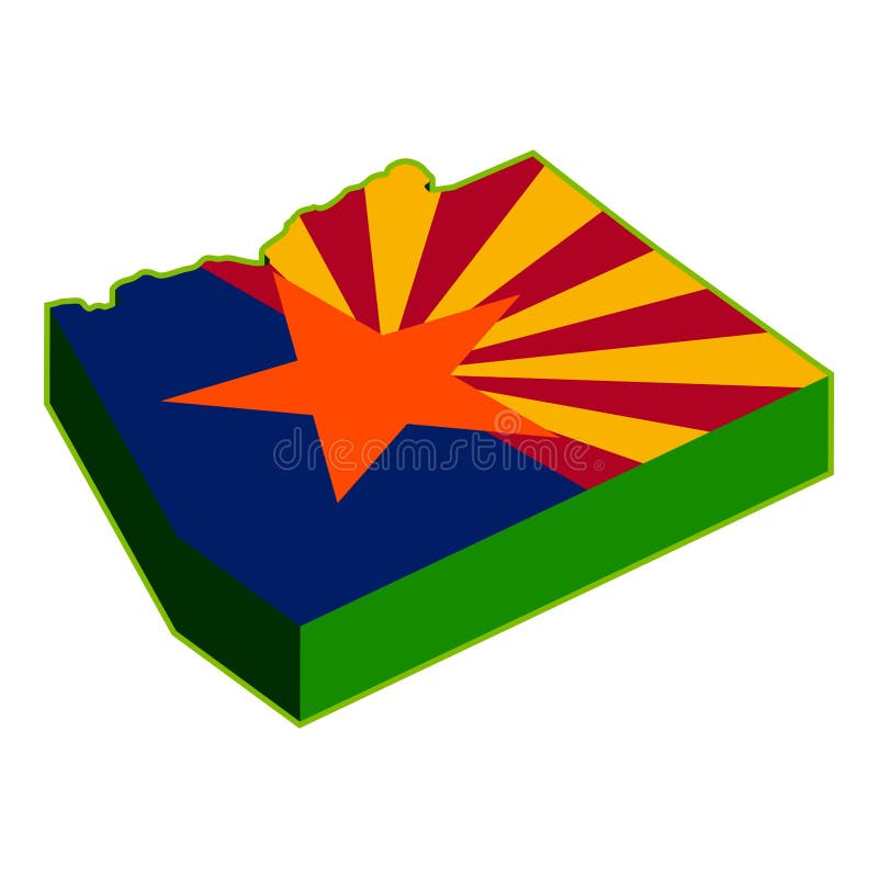 Arizona Flag Isometric Map Shape Stock Vector - Illustration of shape ...