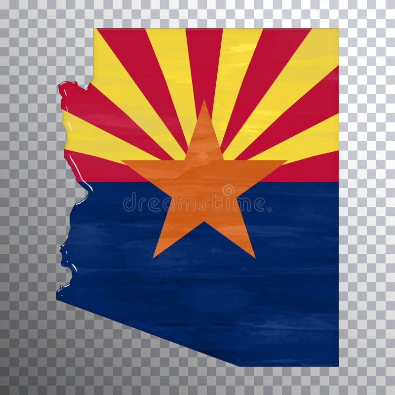 Arizona Flag and Map, Transparent Background Stock Illustration - Illustration of north ...
