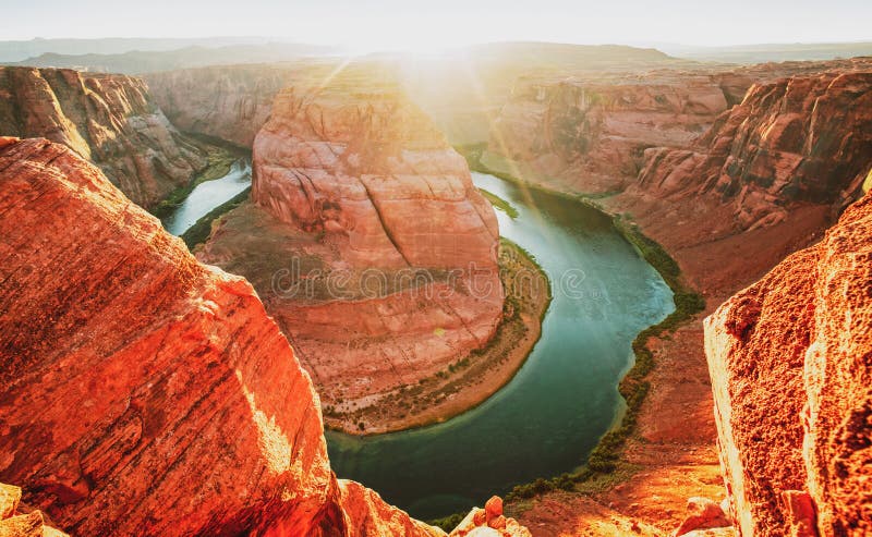 Arizona Horseshoe Bend of River in Grand Canyon. Stock Image - Image of ...