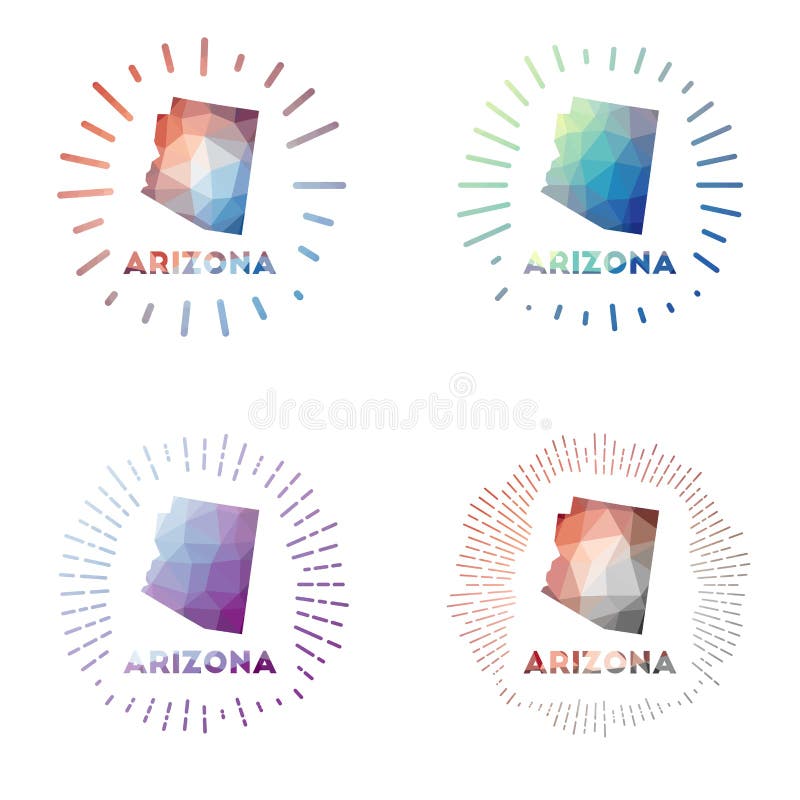 Arizona Low Poly Sunburst Set. Stock Vector - Illustration of outline ...