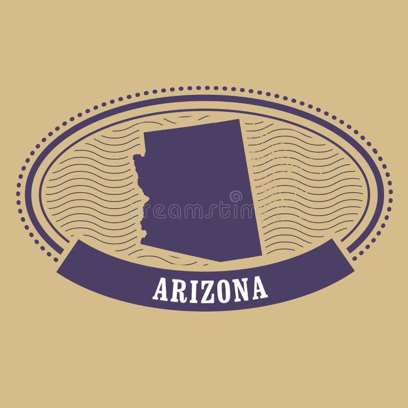 Arizona Map Silhouette - Stamp of State Stock Vector - Illustration of ...