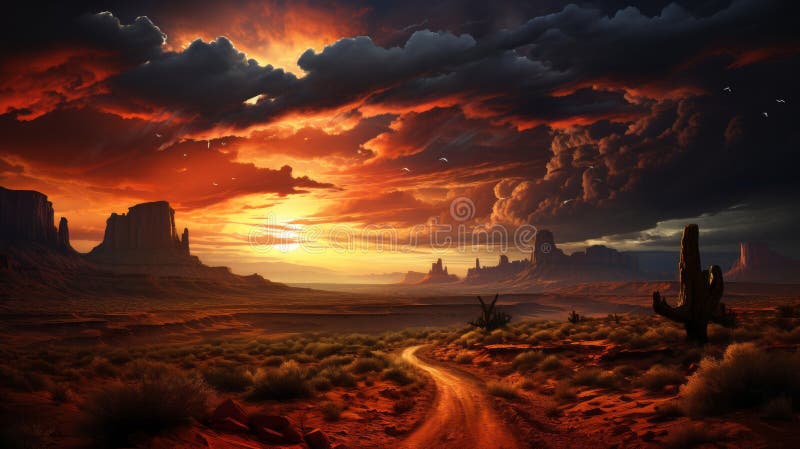 Arizona Monsoon Storm Across the Desert. Generative AI. Stock ...