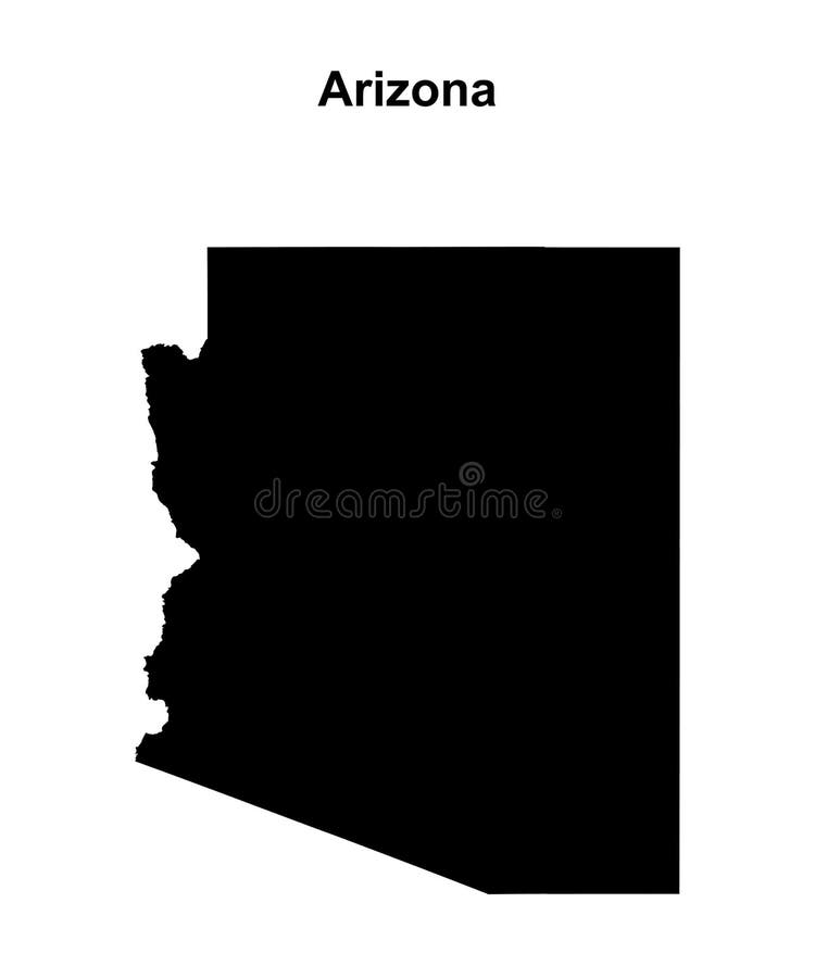 Arizona outline map stock illustration. Illustration of silhouette ...