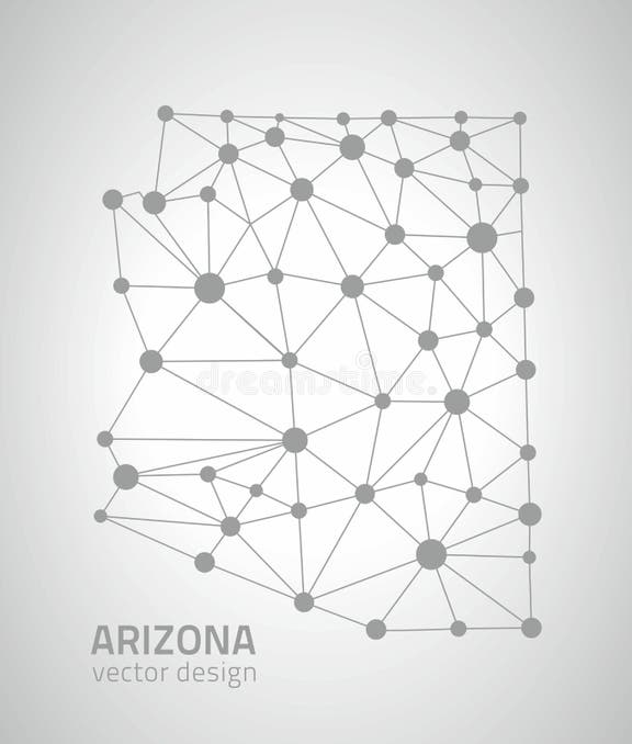 Arizona Vector Grey Dot Outline Triangle Map Stock Vector ...