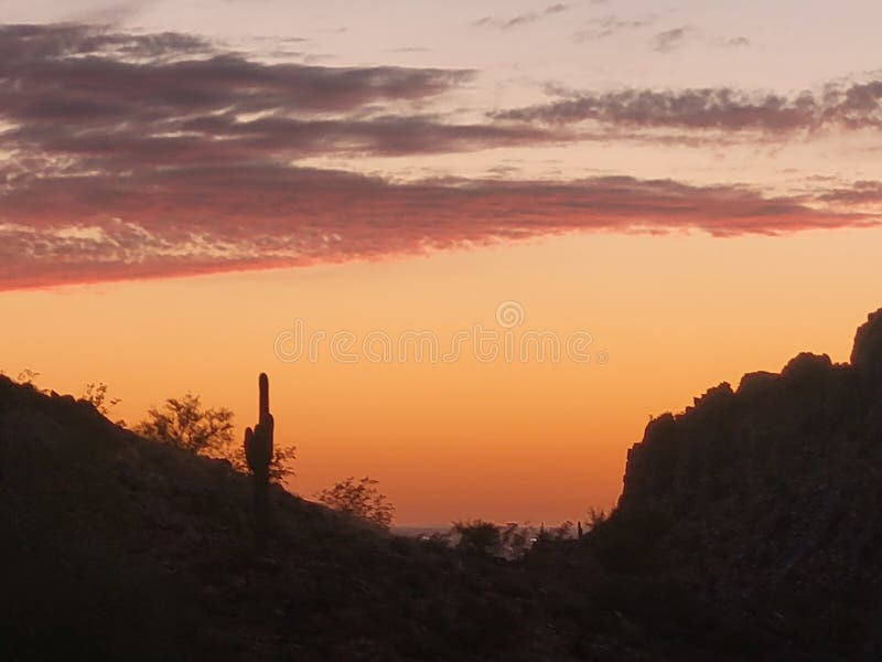 Arizona Phoenix Mountain Orange Sunset Stock Photo - Image of phoenix ...