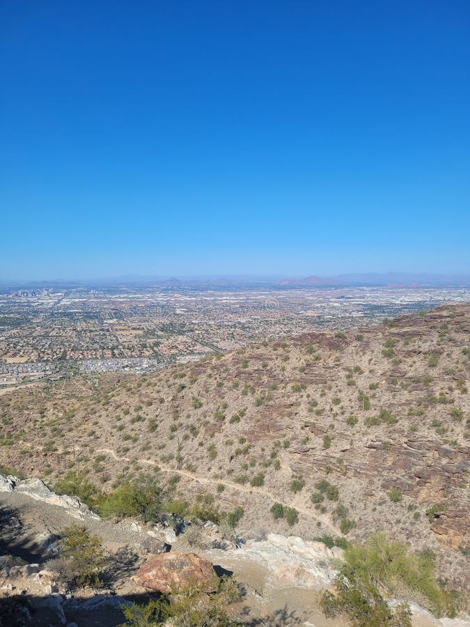 Arizona Phoenix Mountain View Blue Sky Stock Photo - Image of soil ...
