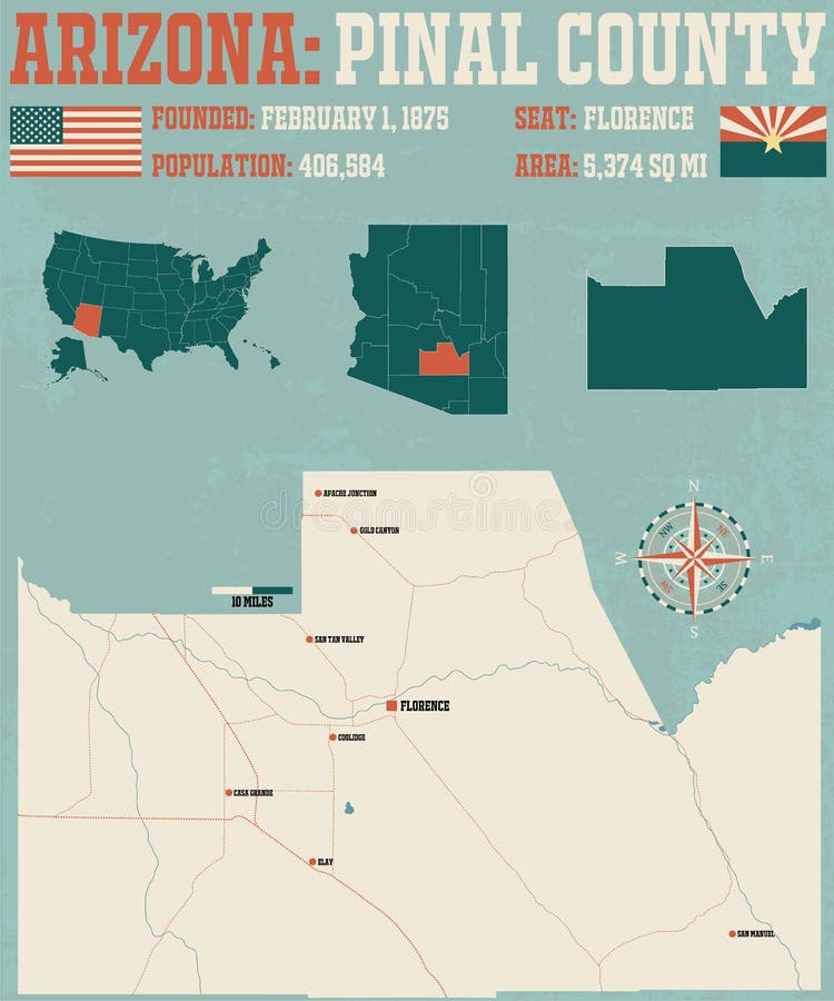 Arizona: Pinal County stock vector. Illustration of flag - 77354318