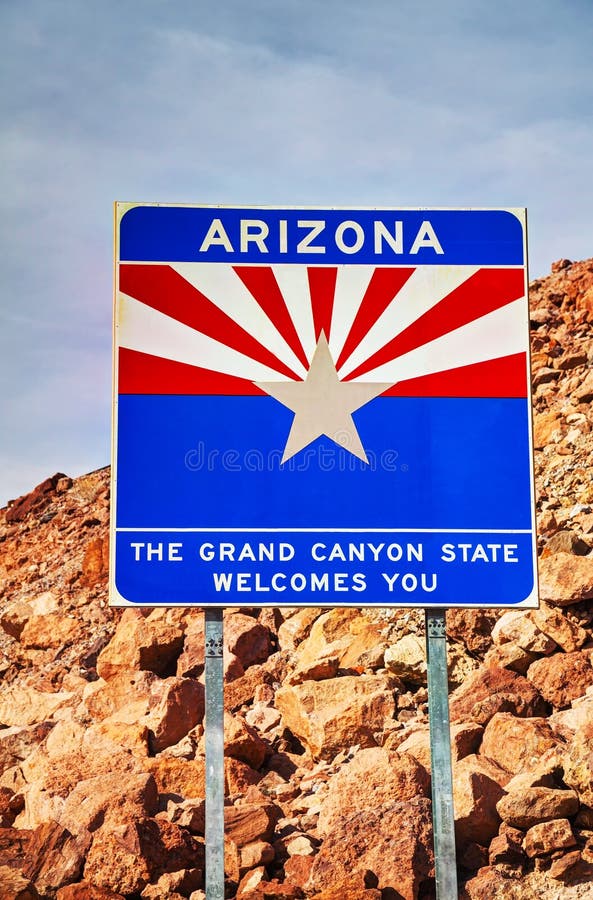 Welcome To Arizona Road Sign Stock Image - Image of architectural ...
