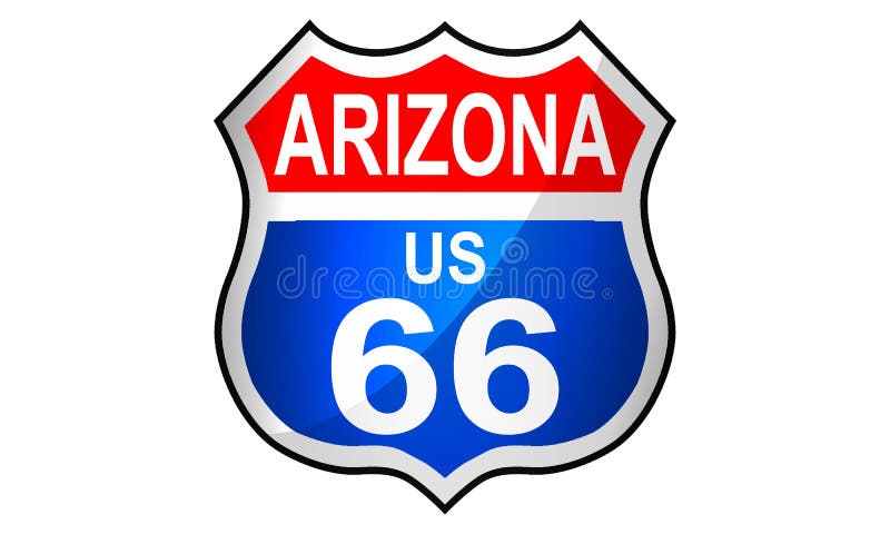 US Route 66 Sign, Shield Sign with Route Number and Text Stock ...