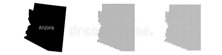 Arizona Silhouette Map and Two Patterns of Dots and Slanted Lines. Flat ...