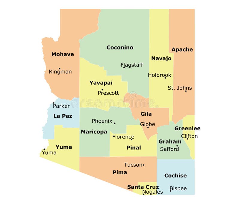 Arizona County Map Stock Illustrations – 978 Arizona County Map Stock ...
