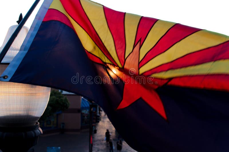 Arizona State Flag in Front of the Sun Stock Image - Image of flower ...