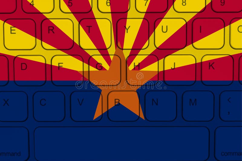 Arizona State Flag Over a Computer Keyboard Stock Photo - Image of flag ...