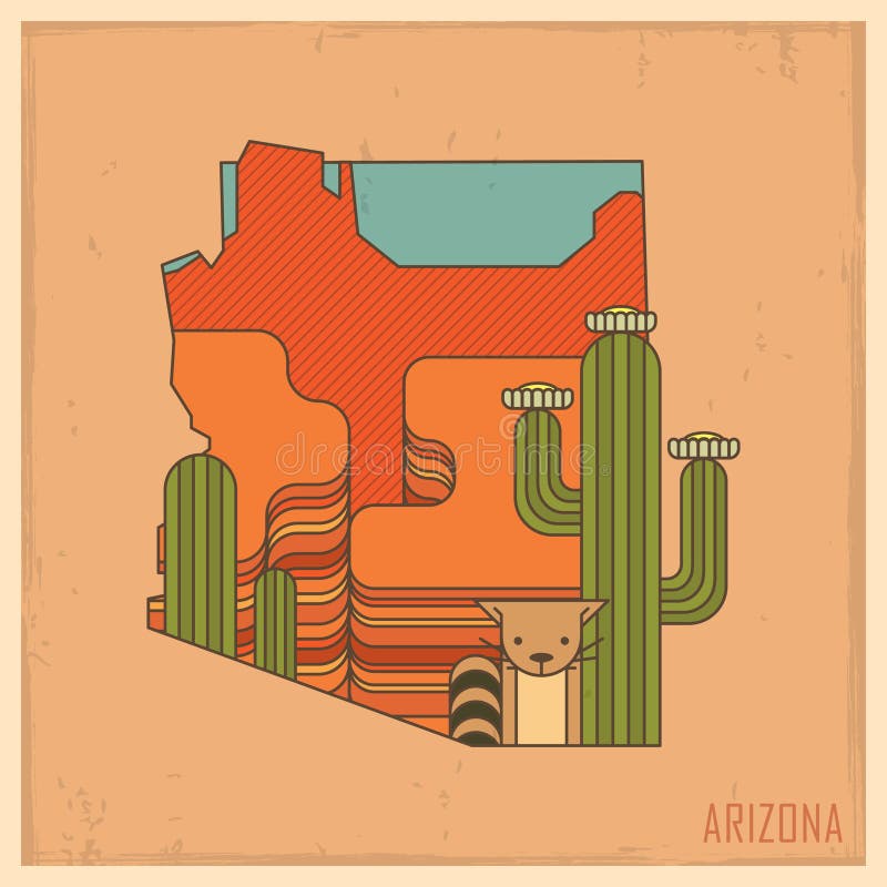 Arizona State Map Label. Vector Illustration Decorative Design Stock ...
