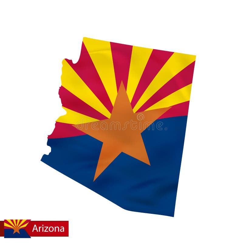 Arizona State Map with Waving Flag of US State. Stock Vector ...