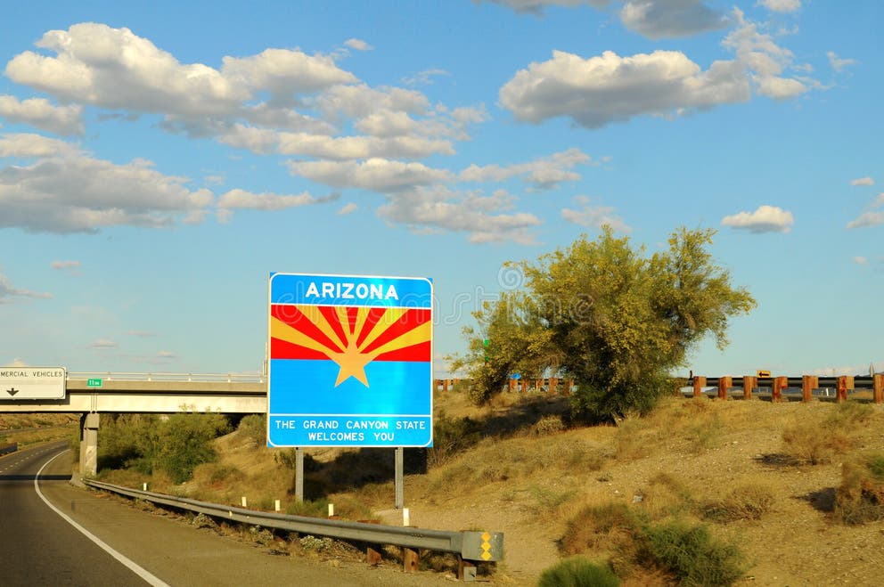 Arizona State Sign stock photo. Image of south, sunset - 25850800