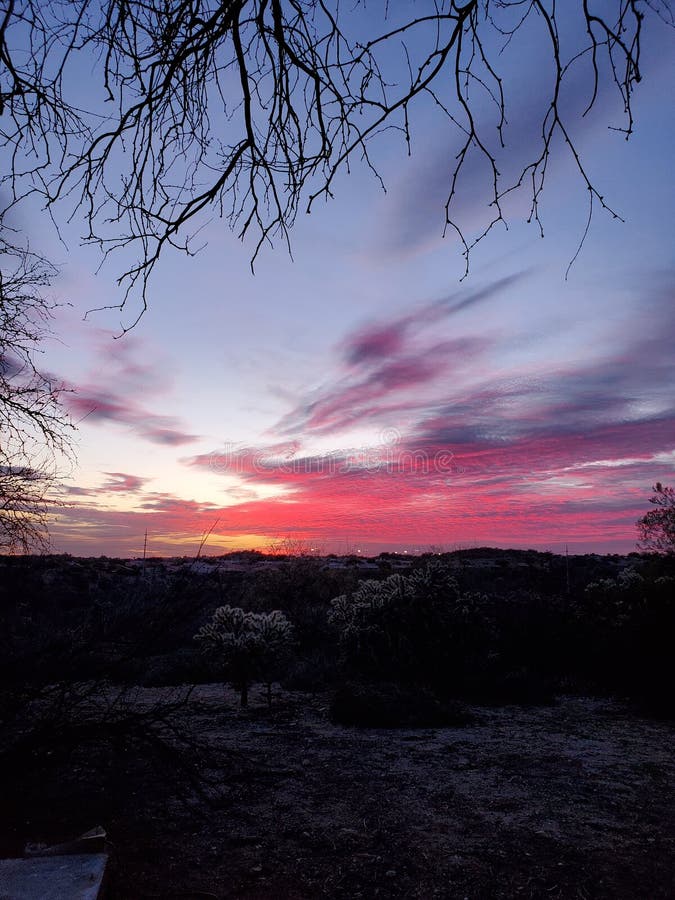 Arizona Sunset Desert Landscape Sky Beautiful Stock Image - Image of ...