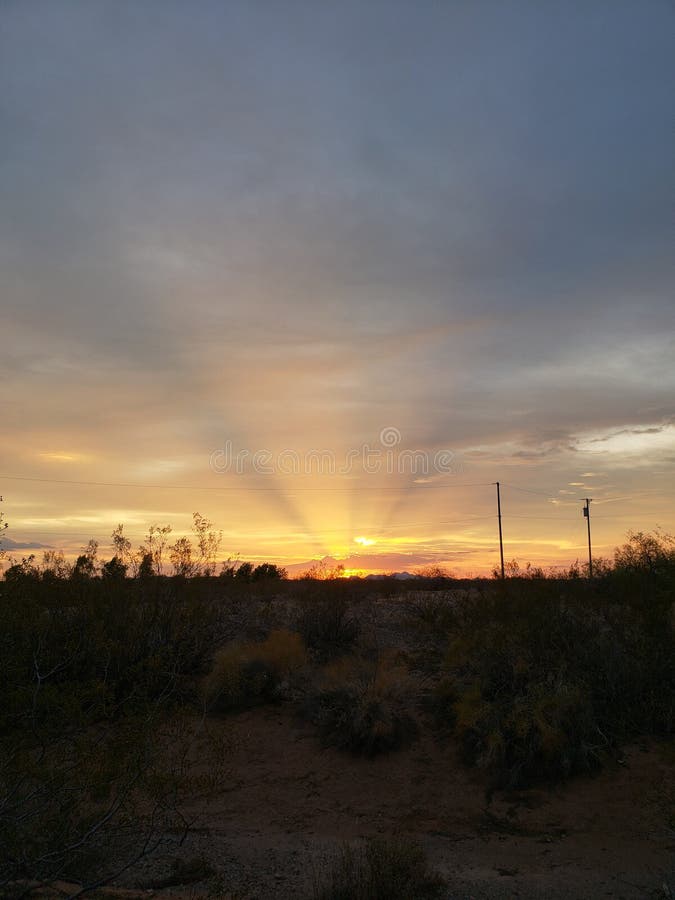 Arizona Sunset Sun Ray& X27;s Pretty Sky Stock Image - Image of pretty ...