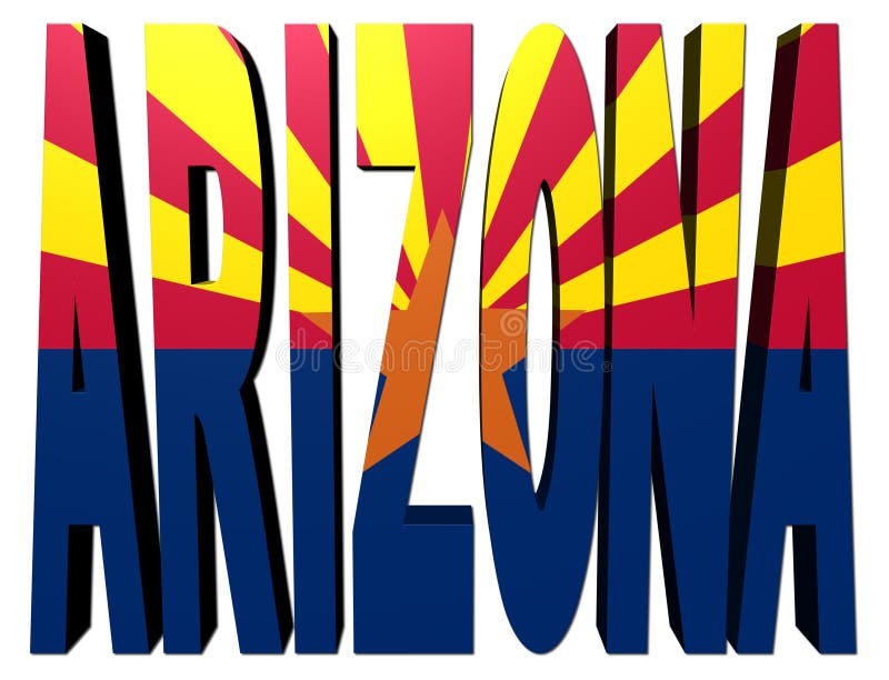 Arizona-Text Mit Markierungsfahne Auf Weiß Stock Abbildung ...