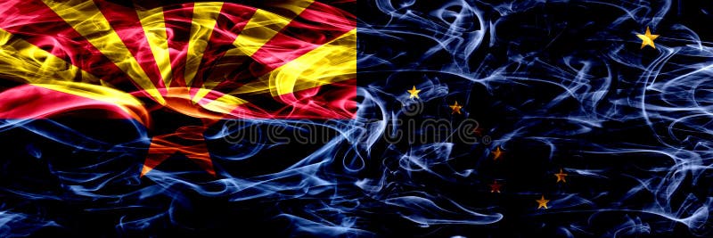 Arizona Vs Alaska Colorful Concept Smoke Flags Placed Side by Side ...