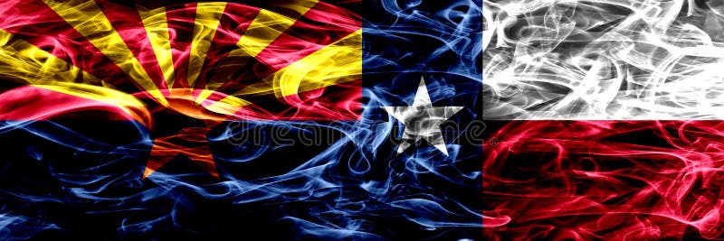 Arizona Vs Texas Colorful Concept Smoke Flags Placed Side by Side Stock ...