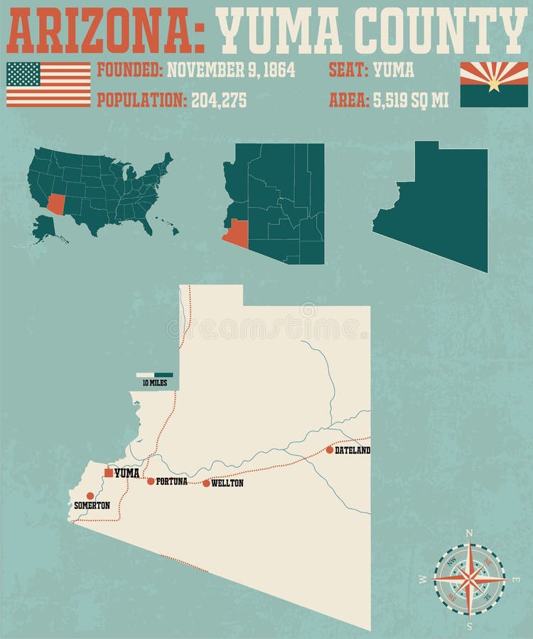 Arizona: Yuma County stock vector. Illustration of rose - 78267004