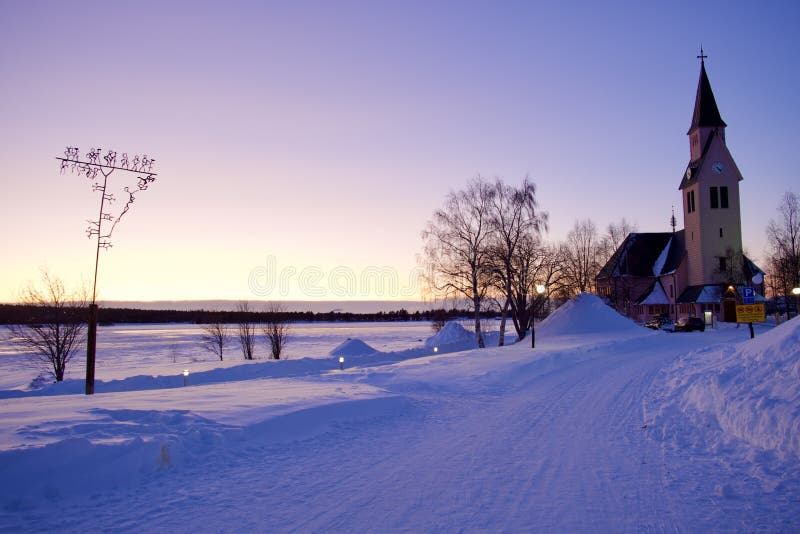 Arjeplog in the North of Sweden in Winter Morning Stock Image - Image ...
