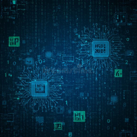 Ark Blue Digital Background Displaying Circuit Patterns Resembling Microchips, Filled Stock ...