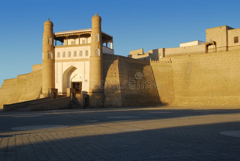 Ark Fortress in Bukhara at Sunset Stock Image - Image of sunset, yellow ...