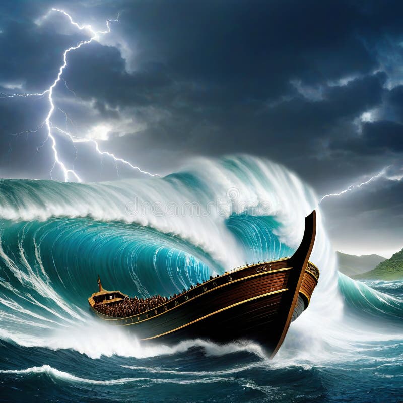 Ark Vessel in the Genesis the Ship is Cutting through the Stock ...