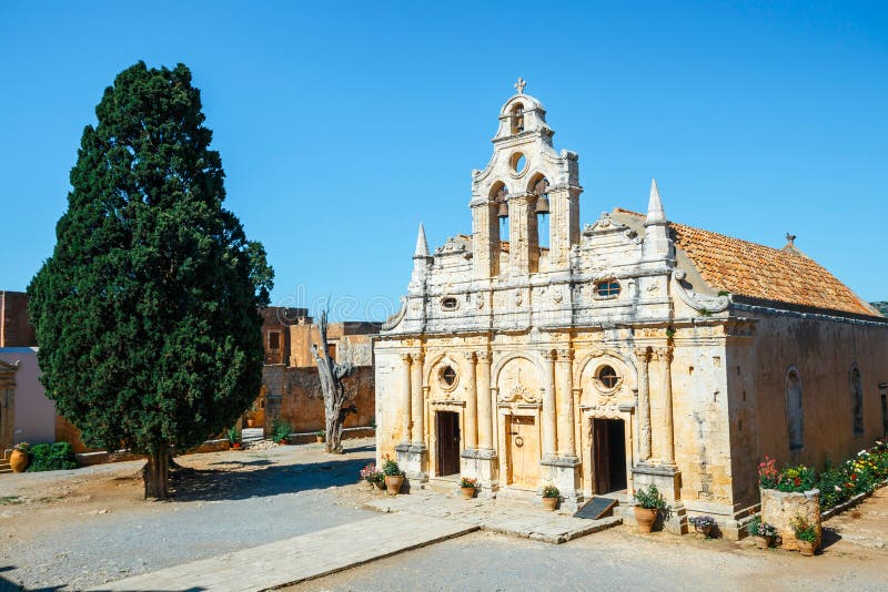 Arkadi Monastery, Arkadi, Crete, Greece Stock Image - Image of blue ...