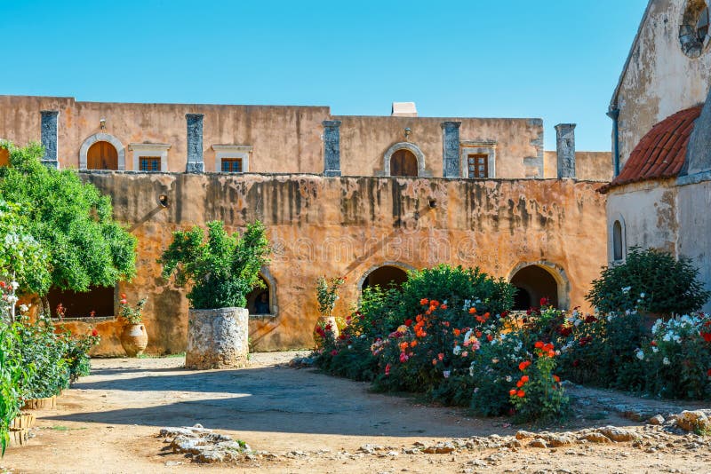 Arkadi Monastery on Crete Island, Greece Stock Photo - Image of ...
