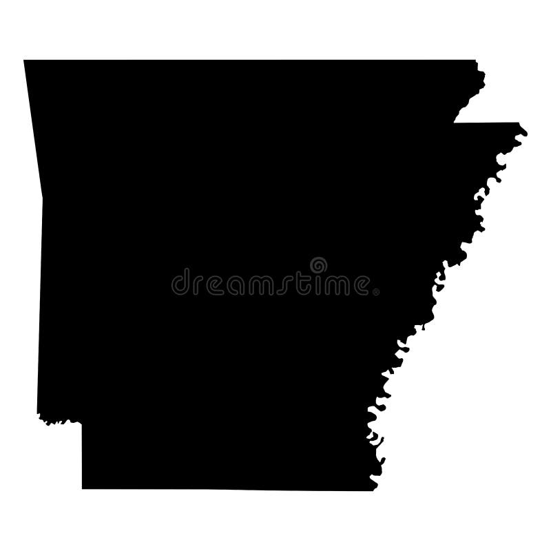 Arkansas AR State Map USA. Black Silhouette Solid Isolated Map on a ...