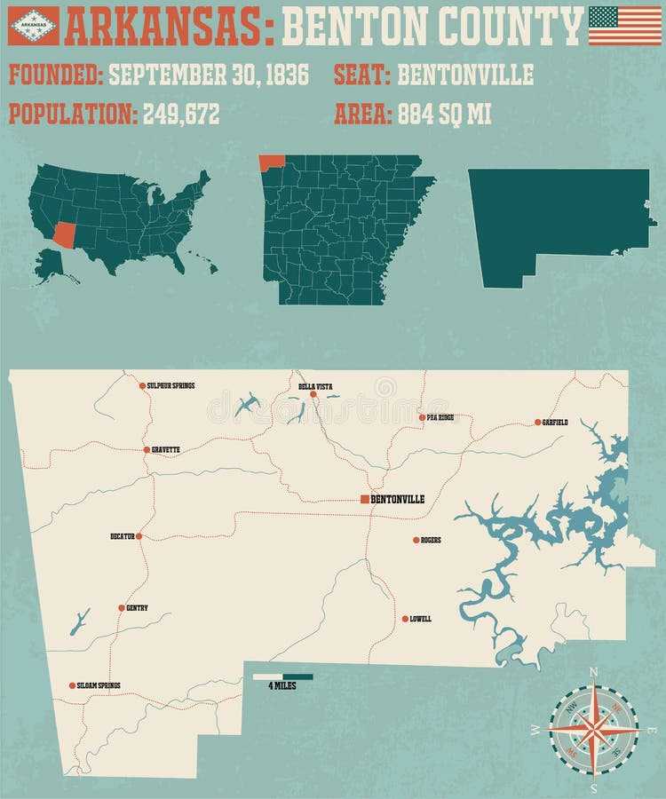 Arkansas: Benton County stock vector. Illustration of roads - 78557209