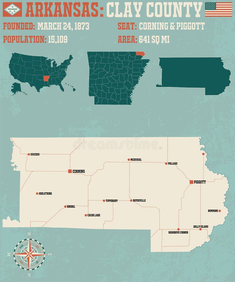 Map of Clay County in Florida Stock Vector - Illustration of federal ...
