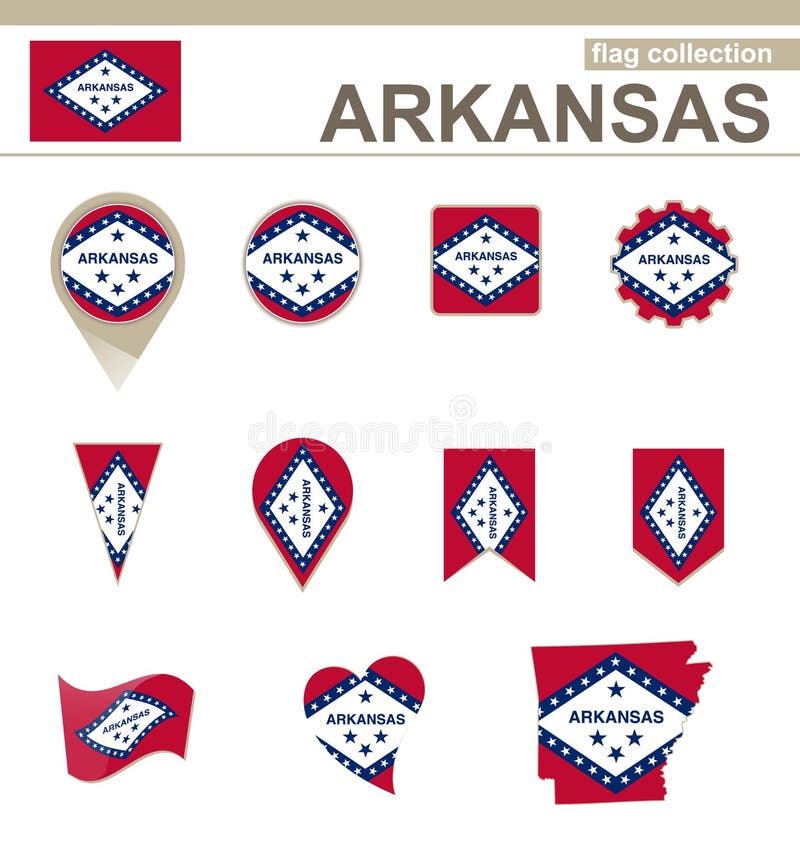 Arkansas Flag Collection stock vector. Illustration of banner - 129647309