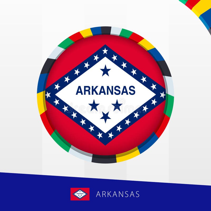 Arkansas Flag with Colorful Circle Border Stock Vector - Illustration ...