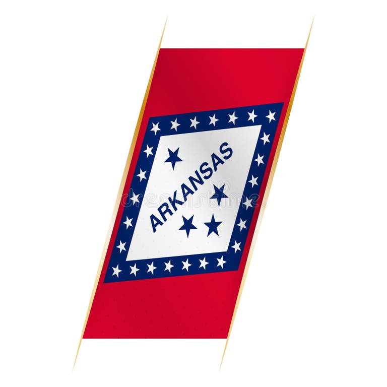 Arkansas Flag in the Form of a Banner with Waving Effect and Shadow ...