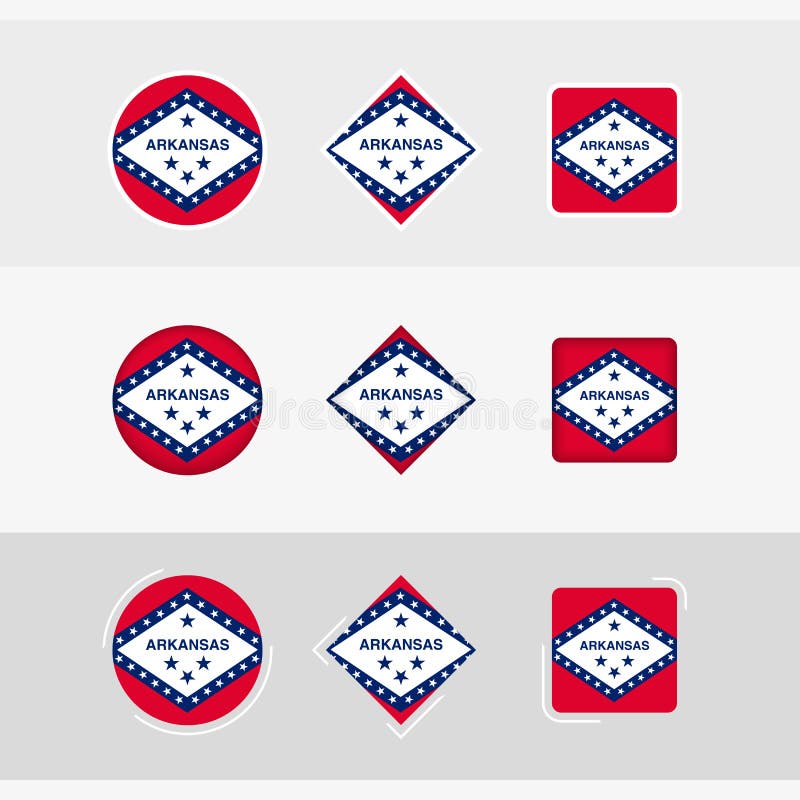 Arkansas Flag Icons Set, Vector Flag of Arkansas Stock Vector ...
