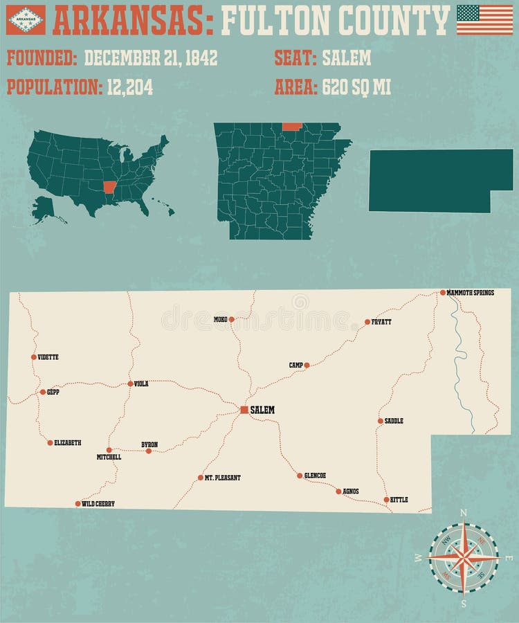 Arkansas: Fulton County stock vector. Illustration of color - 83047364
