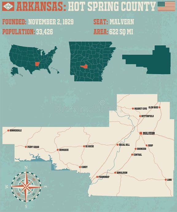 Arkansas: Hot Spring County Stock Vector - Illustration of roads, wind ...