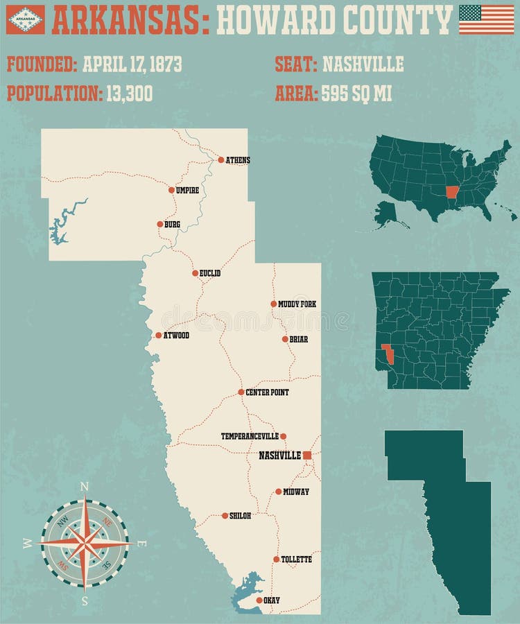 Arkansas: Howard County stock vector. Illustration of america - 84168309