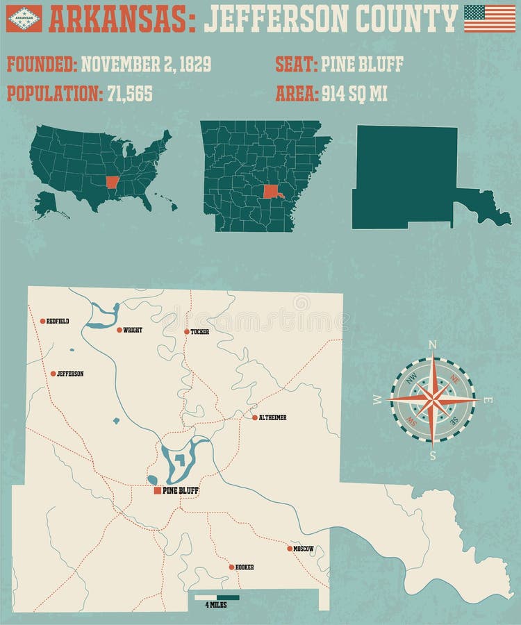 Arkansas: Jefferson County stock vector. Illustration of cartography ...