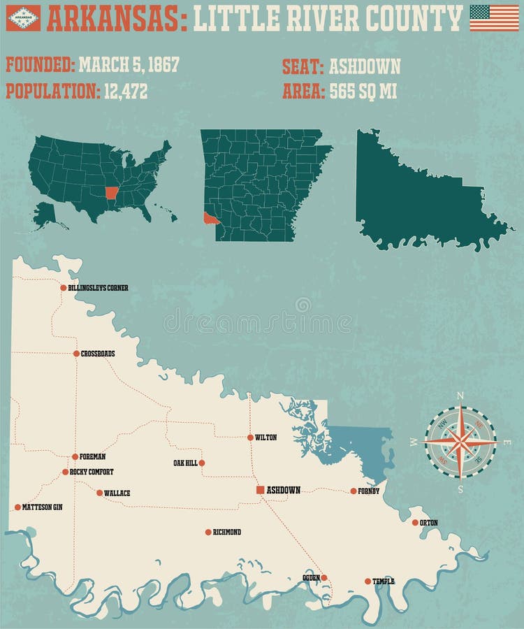Arkansas: Little River County Stock Vector - Illustration of ...